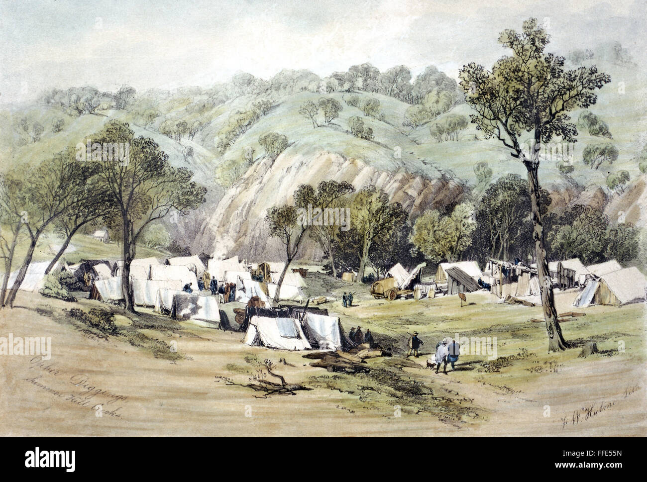 AUSTRALIA: GOLD RUSH, 1851. /n'Gold Diggers' Encampment,' Summer Hill ...