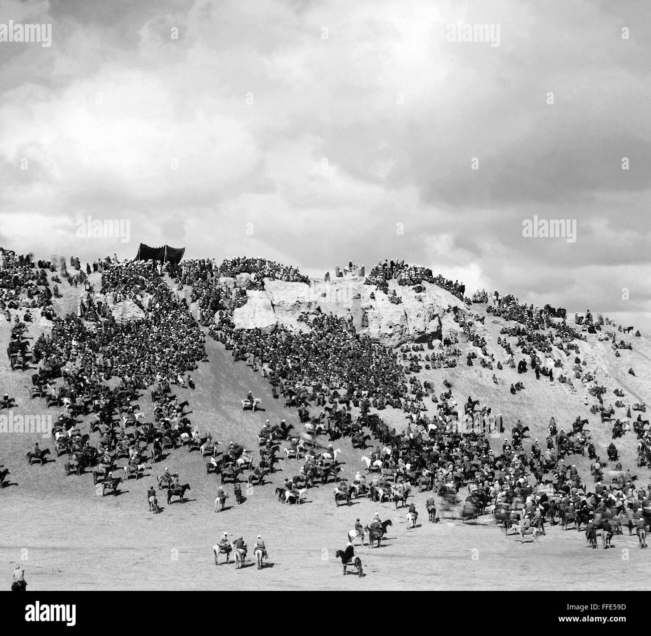 SAMARKAND: BAYGA, c1910./nA large group of men on horseback assemble ...
