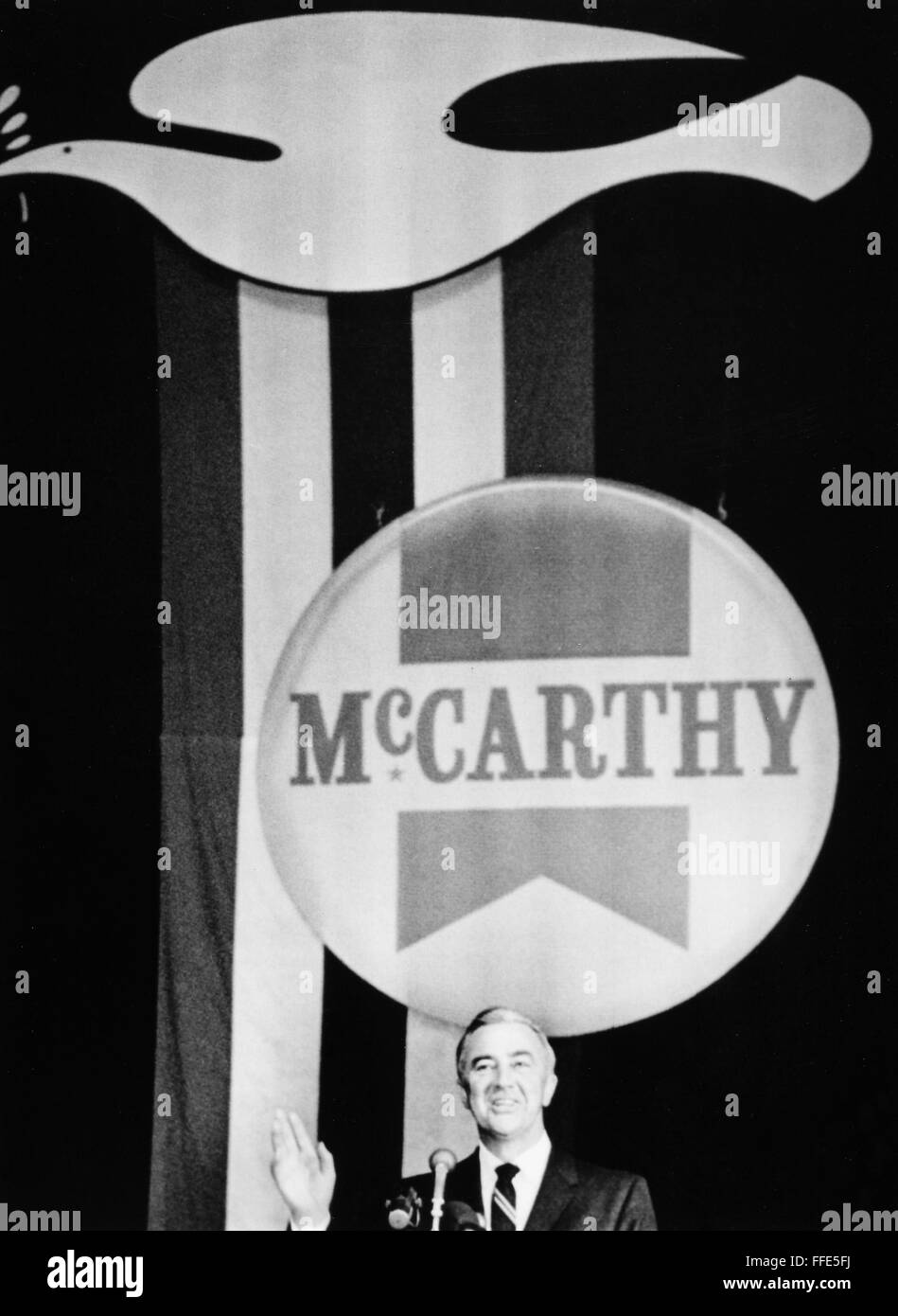 McCARTHY CAMPAIGN, 1968. /nSenator Eugene McCarthy giving a campaign ...