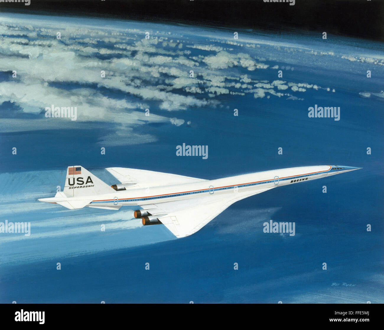 BOEING SUPERSONIC JET. /nRendering of the Boeing 2707 supersonic jet ...