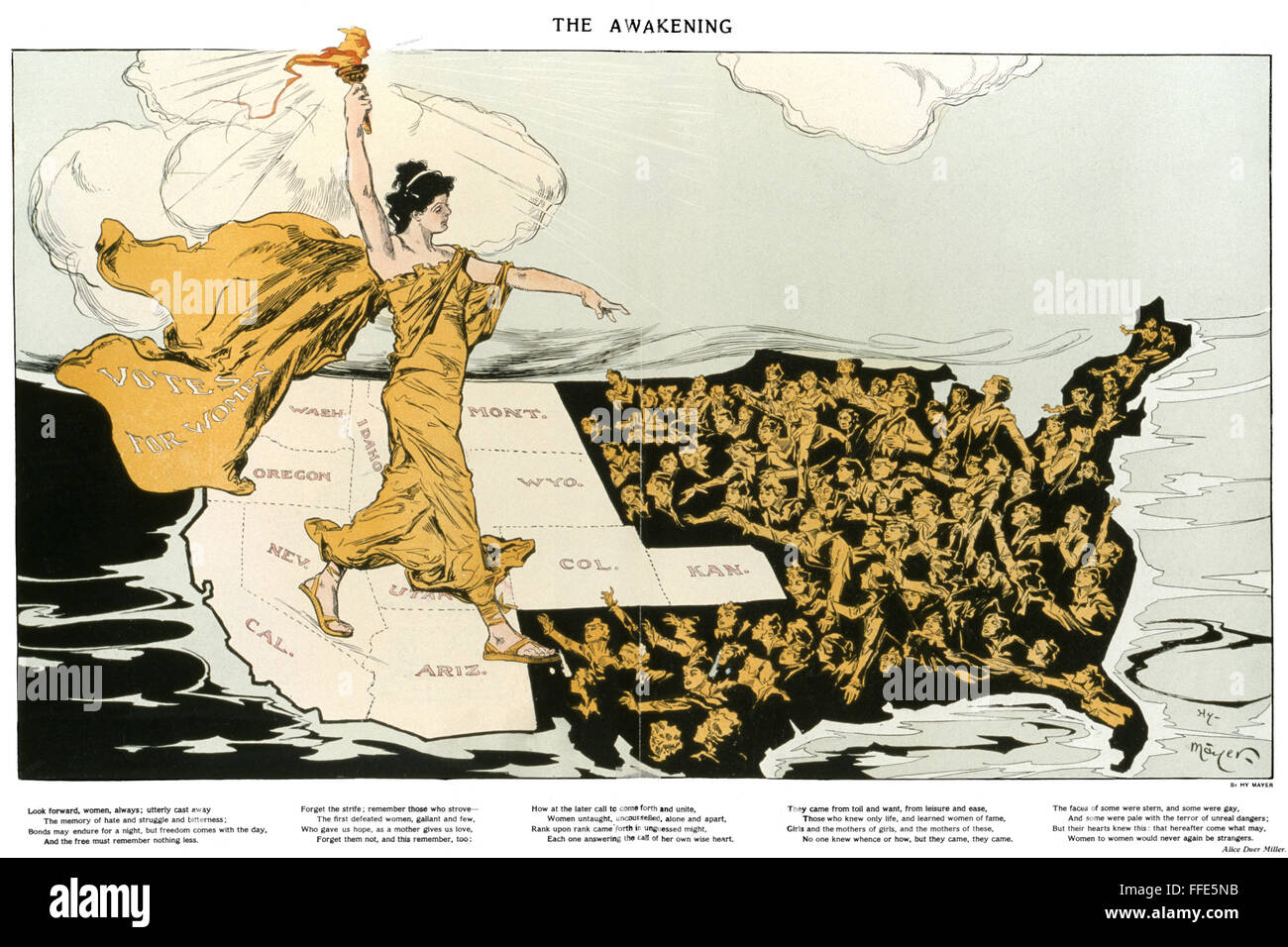 WOMEN'S SUFFRAGE, 1915. /n'The Awakening.' American cartoon, 1915, by ...