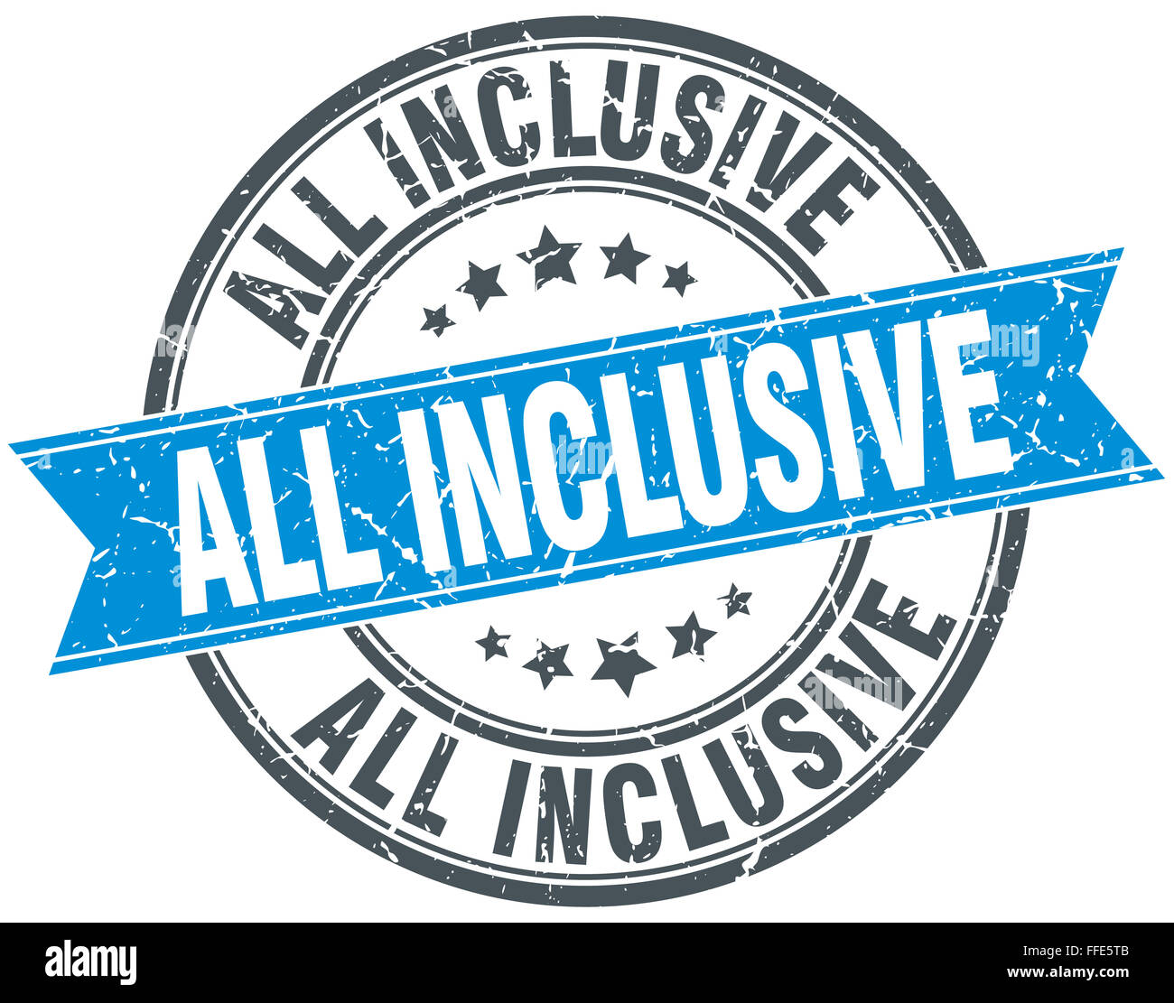 all inclusive blue round grunge vintage ribbon stamp Stock Photo - Alamy