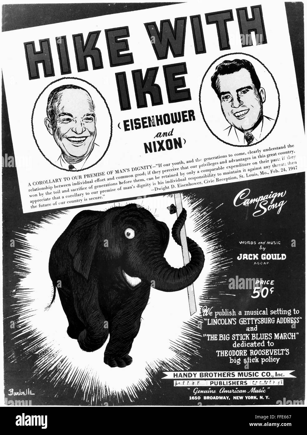 PRESIDENTIAL CAMPAIGN 1952. /n'Hike with Ike.' Music sheet for a ...