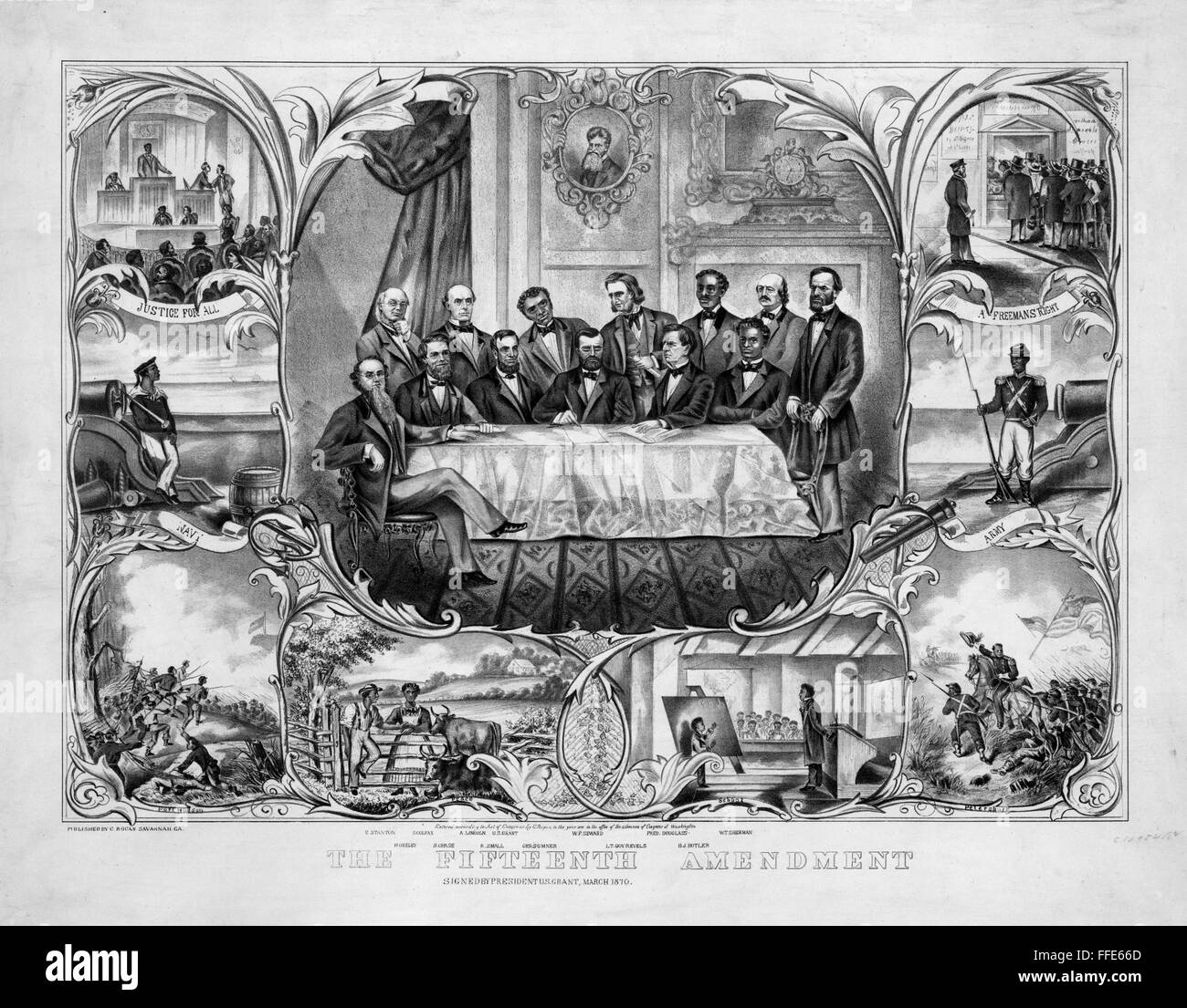 THE FIFTEENTH AMENDMENT. /nAmerican President Ulysses S. Grant signing ...