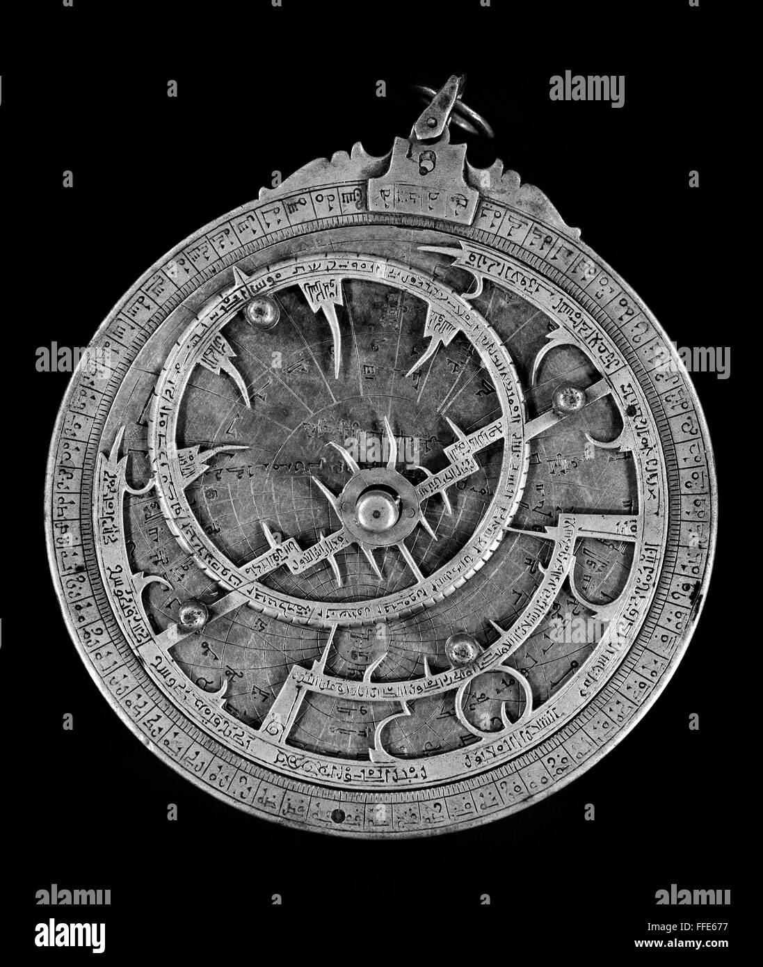 ARABIC ASTROLABE, 1029. /nBrass work from Toledo, Spain Stock Photo - Alamy