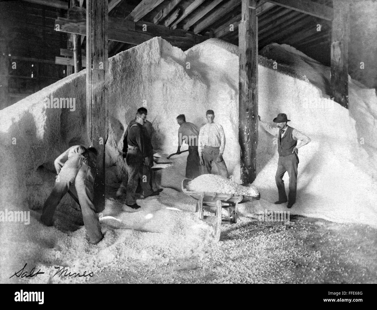 SALT MINE, c1893. /nMen working at an American salt mine. Photograph by ...