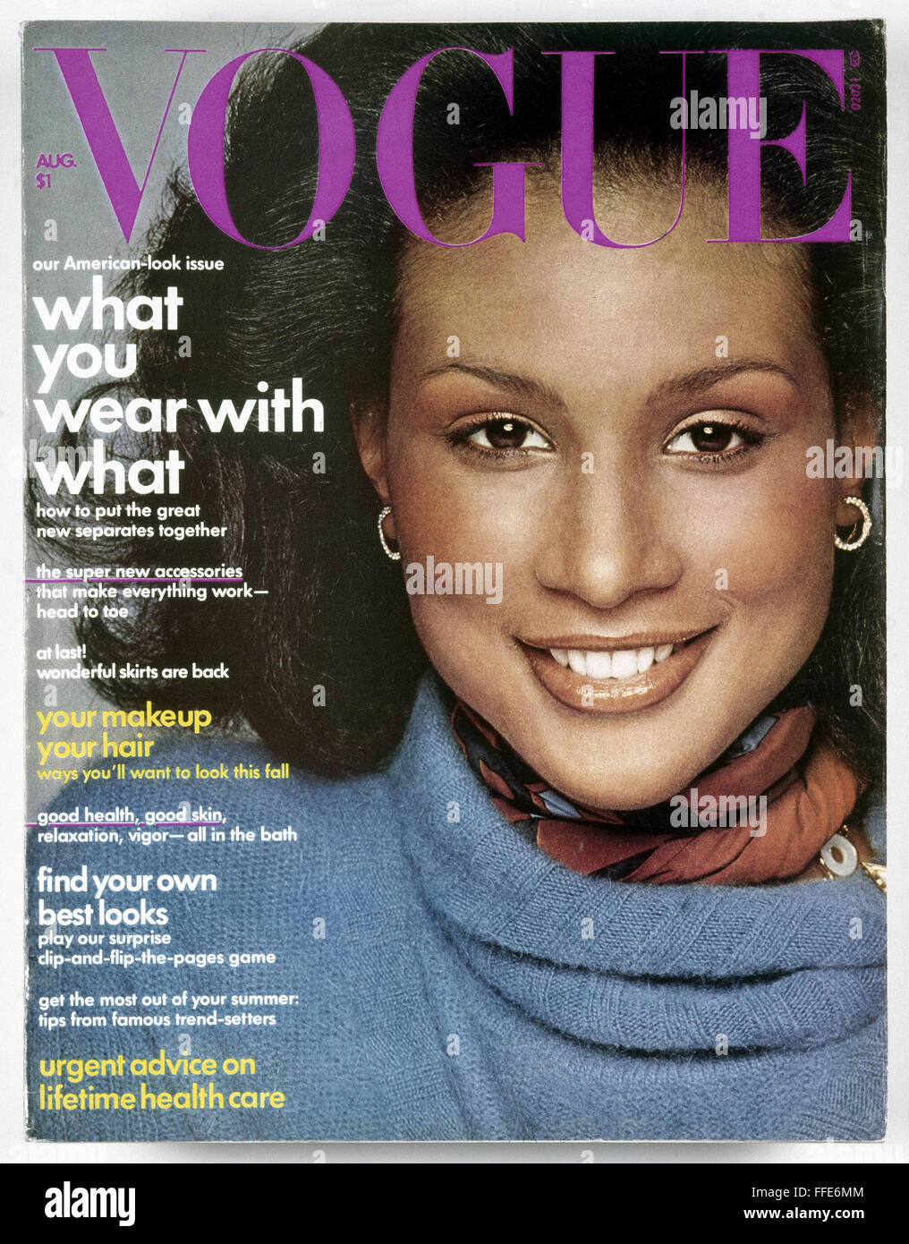 VOGUE MAGAZINE, 1974. /nCover of the August 1974 issue of the American ...