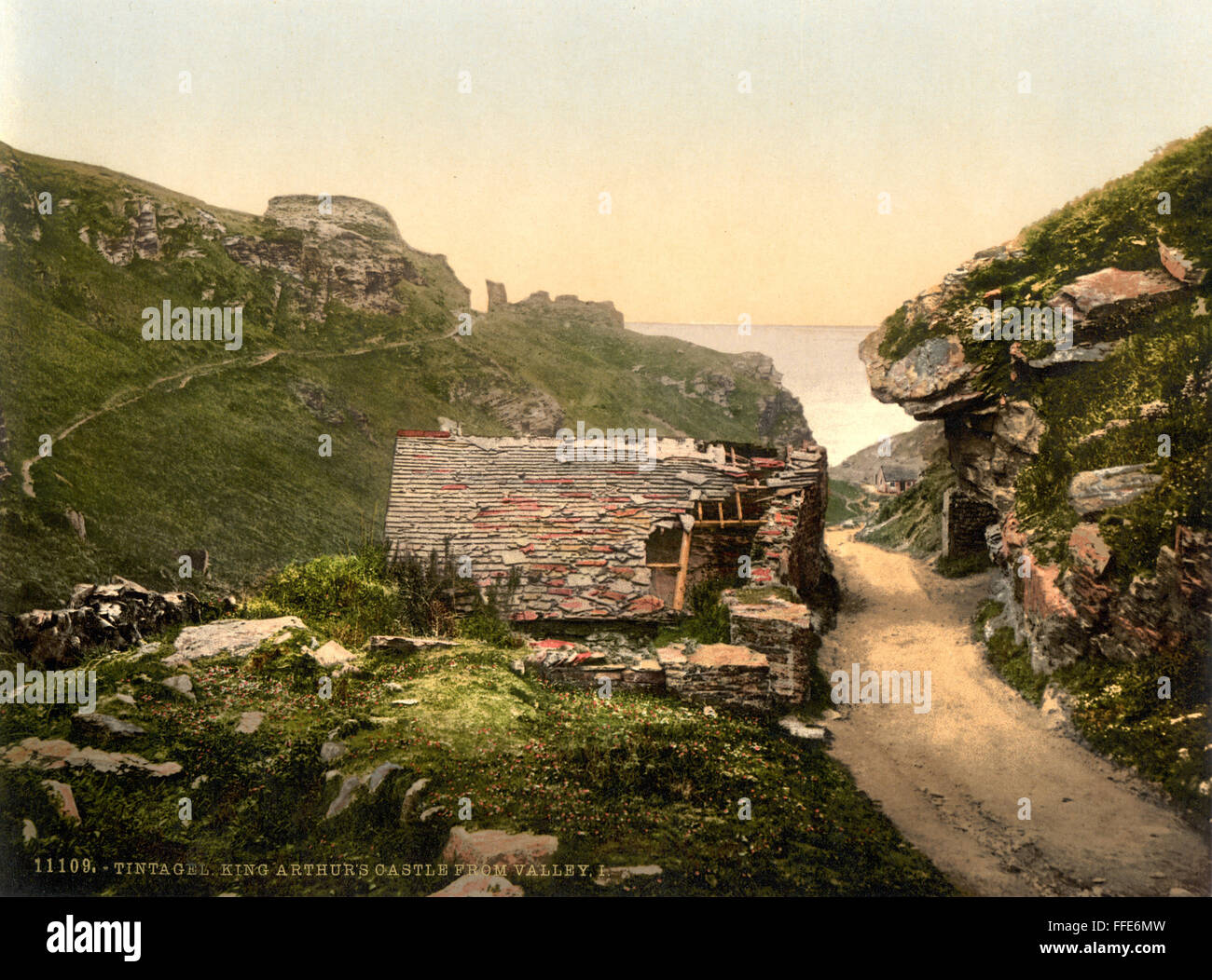 TINTAGEL CASTLE. /nView of the ruins of Tintagel Castle in Cornwall ...