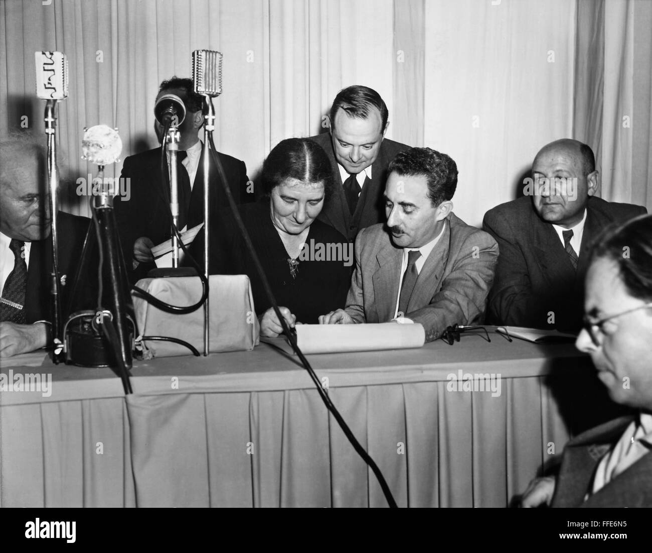 ISRAELI INDEPENDENCE, 1948. /nThe signing of the Israeli Declaration of ...
