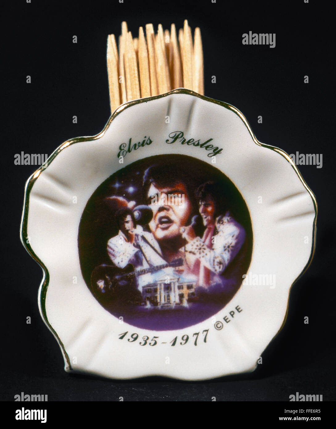 ELVIS PRESLEY: SOUVENIR. /nSouvenir ceramic toothpick holder ...