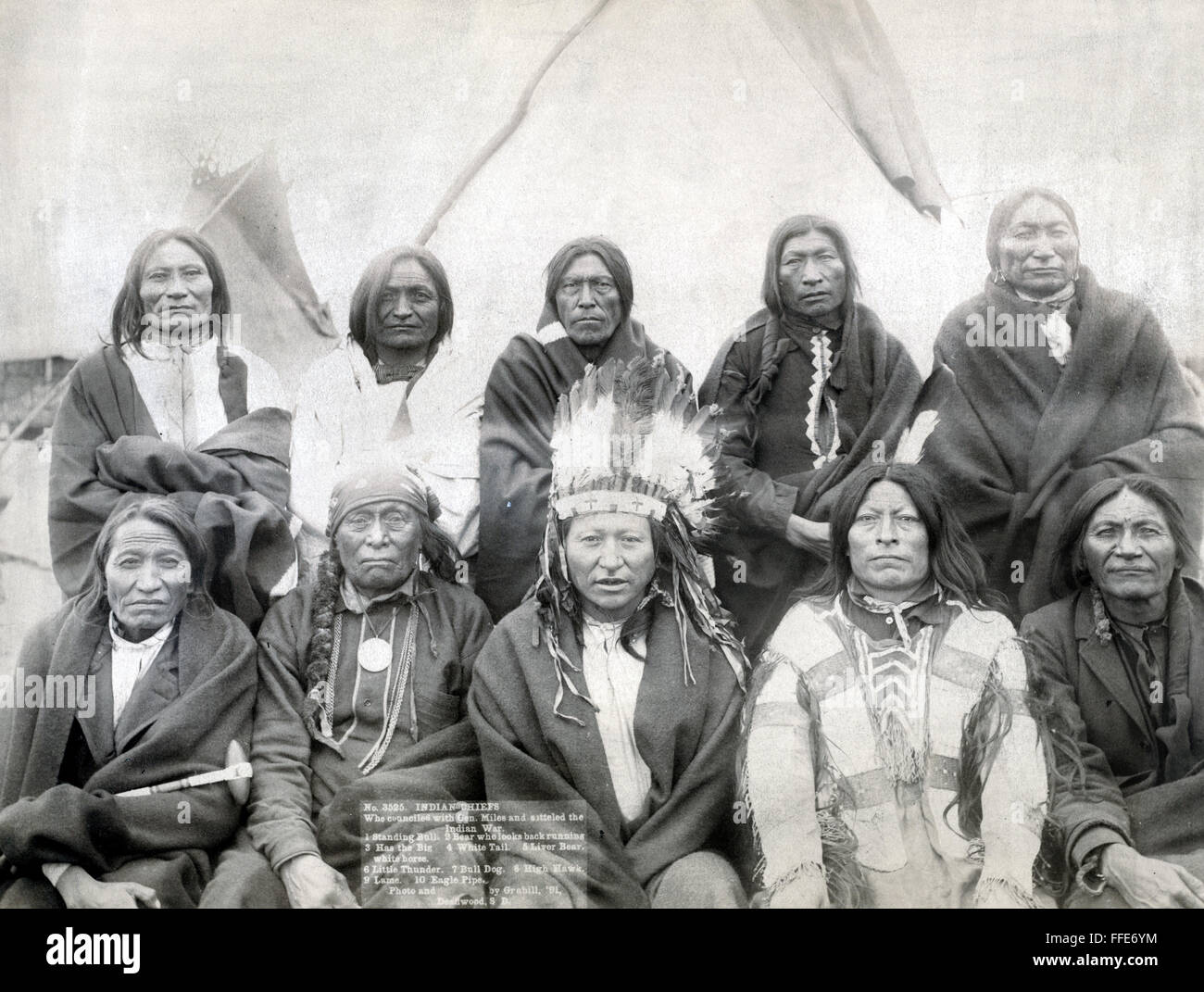 SIOUX CHIEFS, 1891. /nGroup portrait of Lakota Sioux chiefs ...