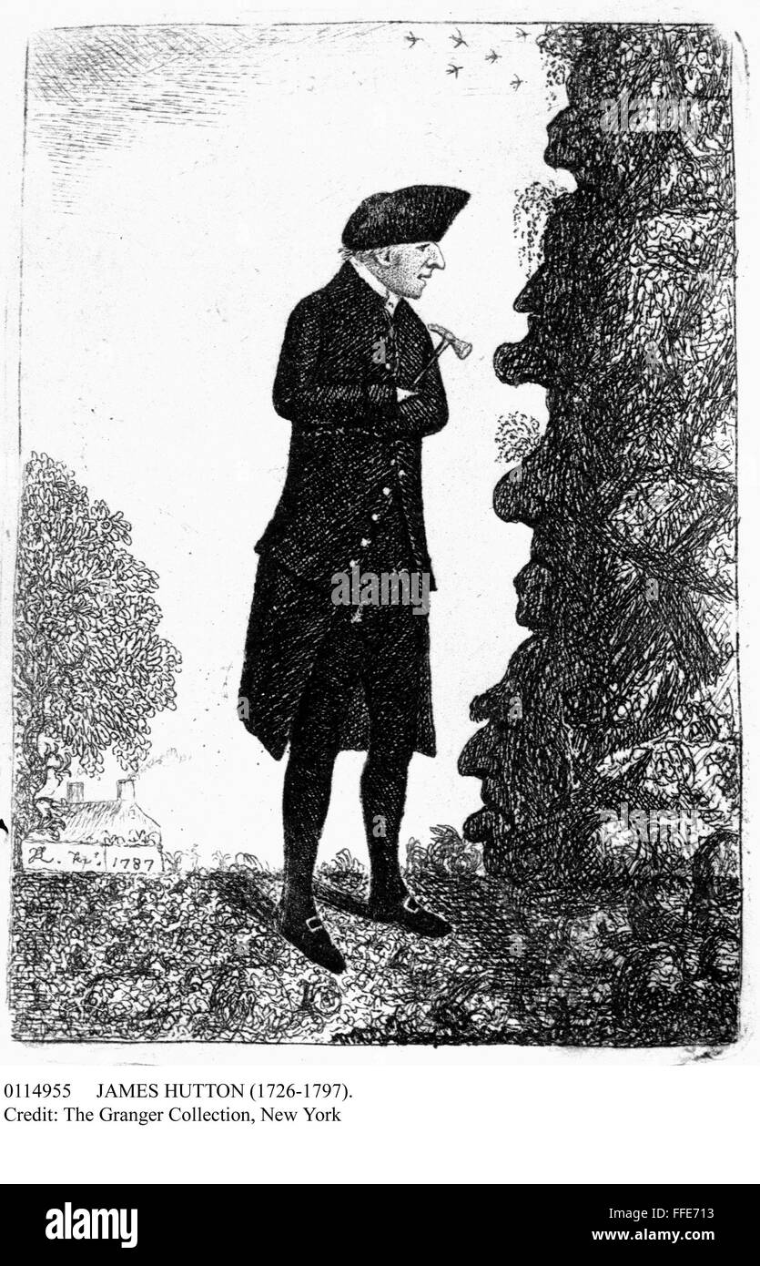 JAMES HUTTON (1726-1797). /nScottish geologist. Caricature etching by ...