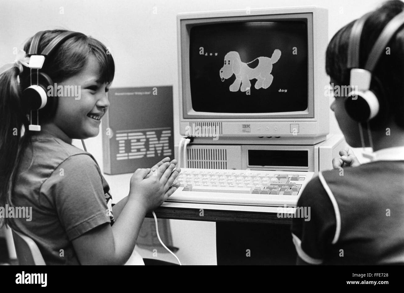 EDUCATION: COMPUTERS, 1983. /nAmerican children learning to read with ...