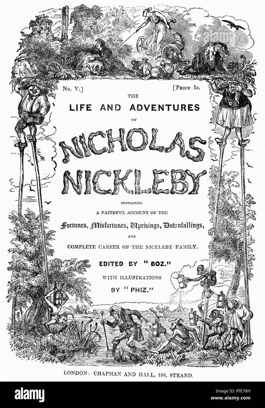 NICHOLAS NICKLEBY. /nCover of volume five in the serial publication ...