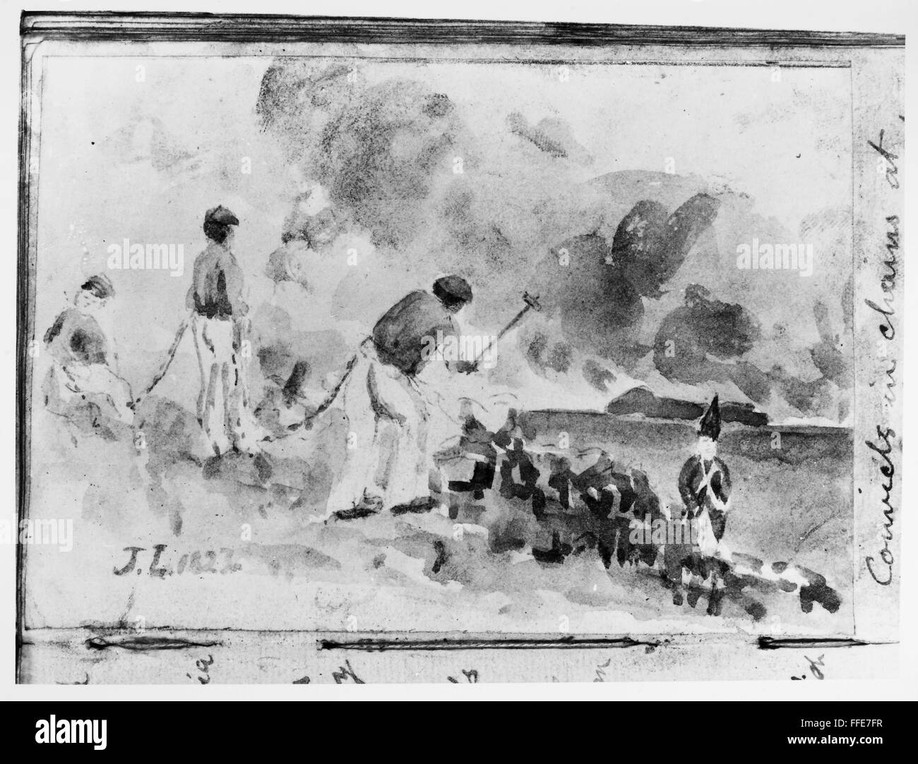 AUSTRALIA: CONVICTS, 1827. /nA chain gang at work in Australia ...