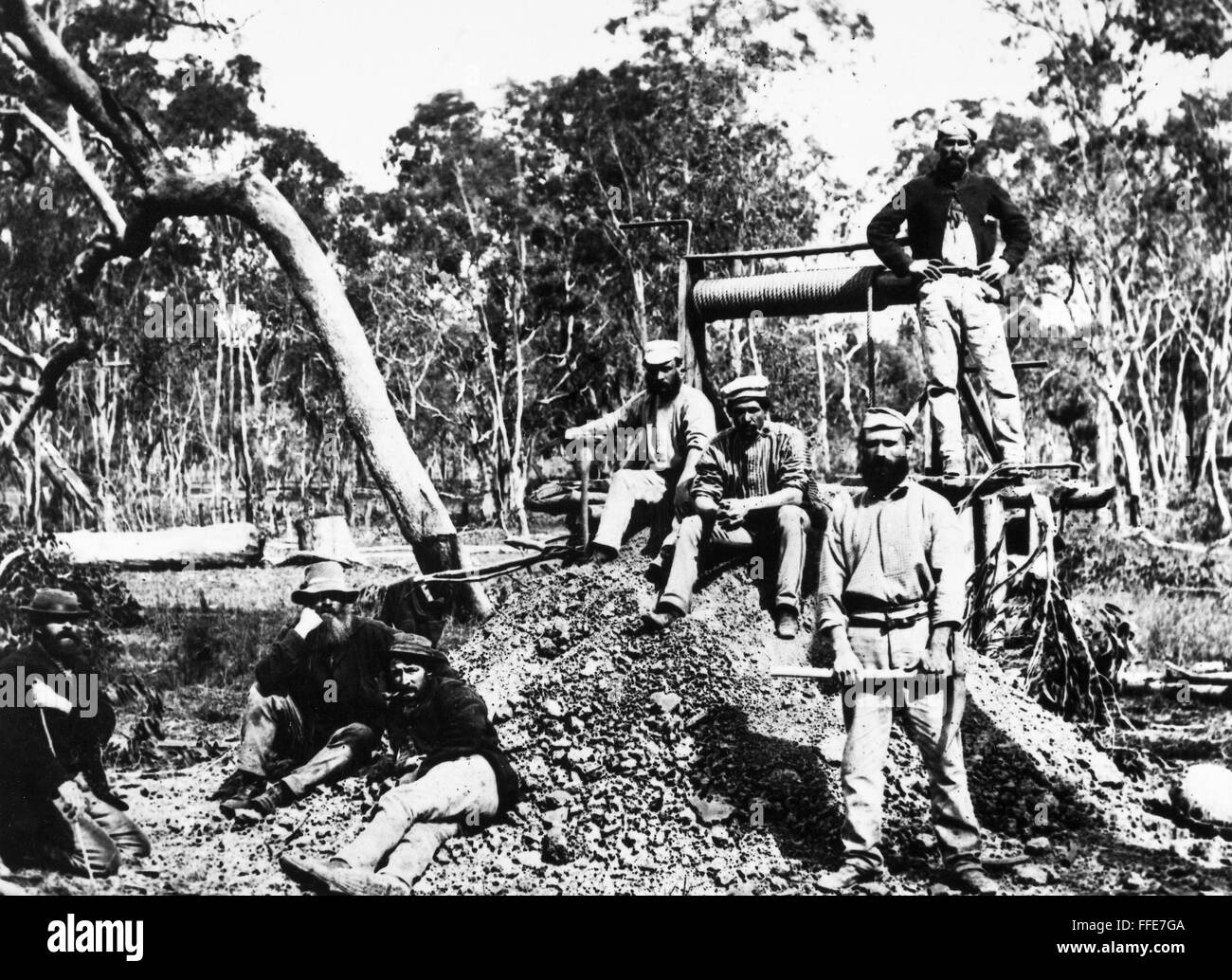 AUSTRALIA: GOLD RUSH, 1871. /nGold miners at Gulgong, New South Wales ...