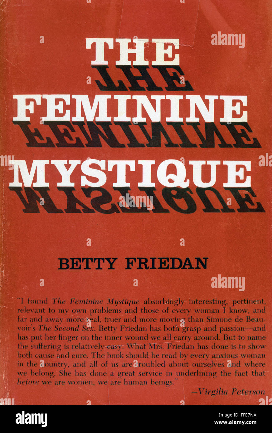 FEMININE MYSTIQUE, 1963. /nCover of the first edition of Betty Friedan ...