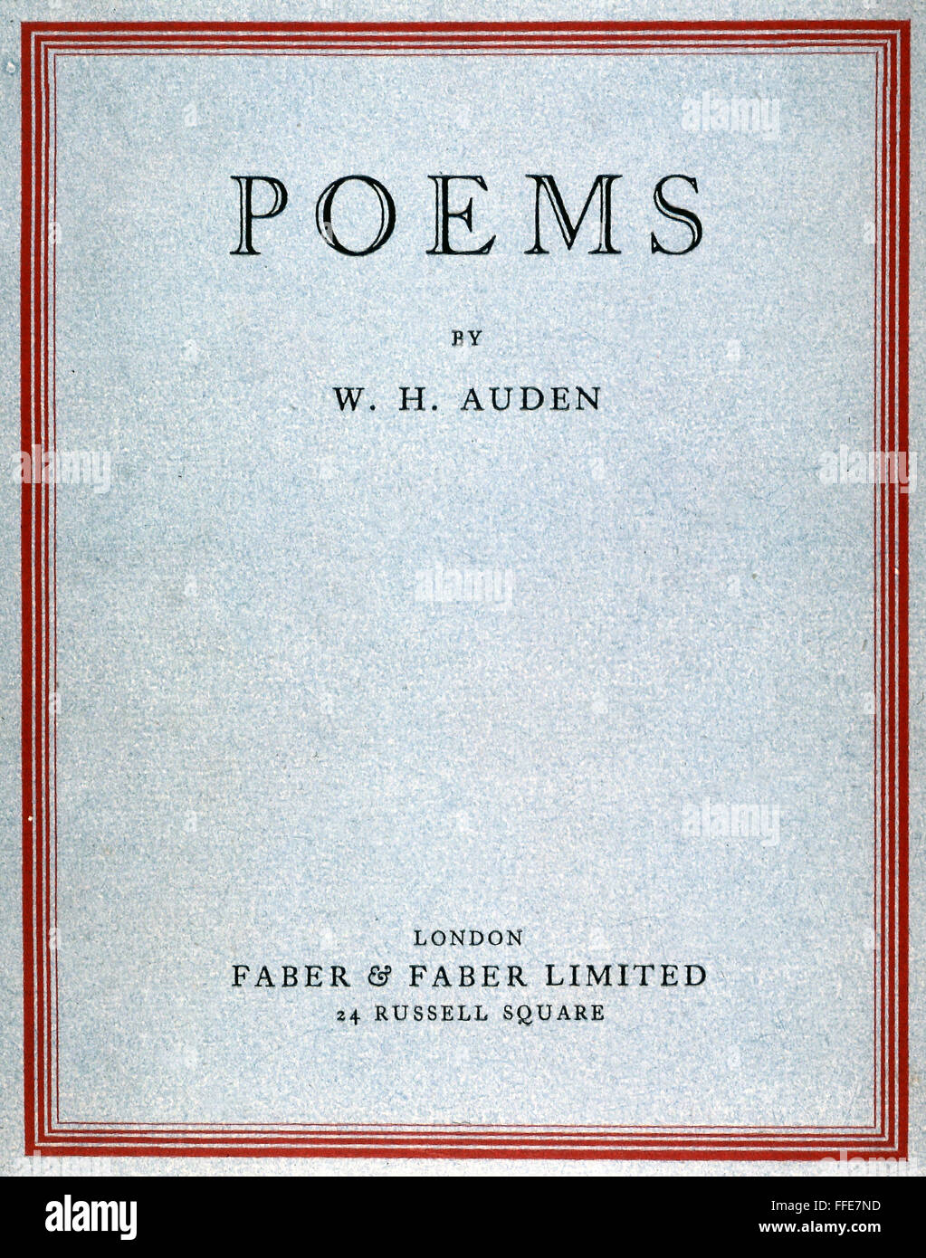 W.H. AUDEN: POEMS, 1930. /nCover of Wystan Hugh Auden's 'Poems,' published by Farber & Farber ...