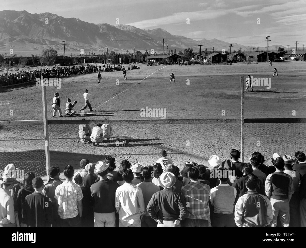 JAPANESE INTERNMENT, 1943. /nA baseball game at the Manzanar Relocation ...