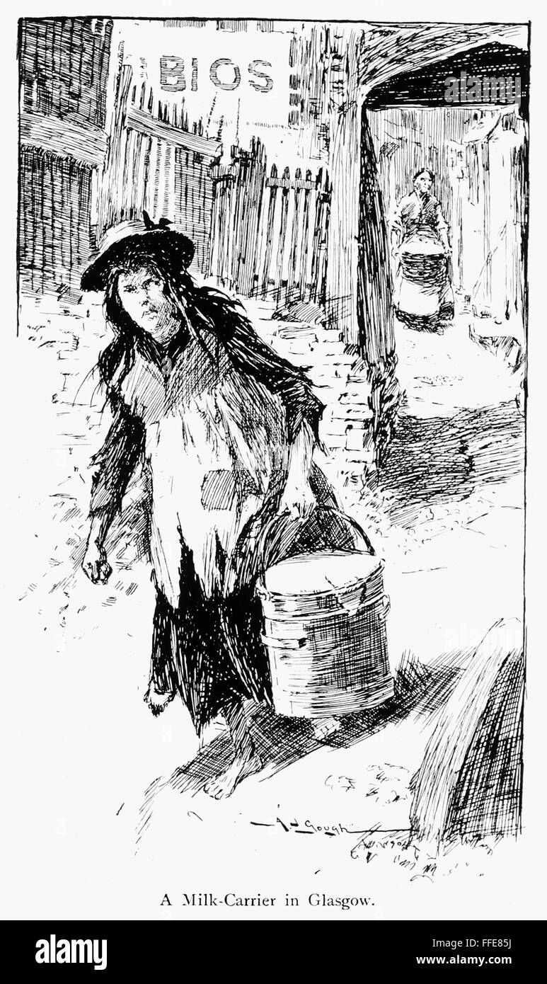 SCOTLAND: CHILD LABOR, 1905. /nA young milk carrier in Glasgow ...