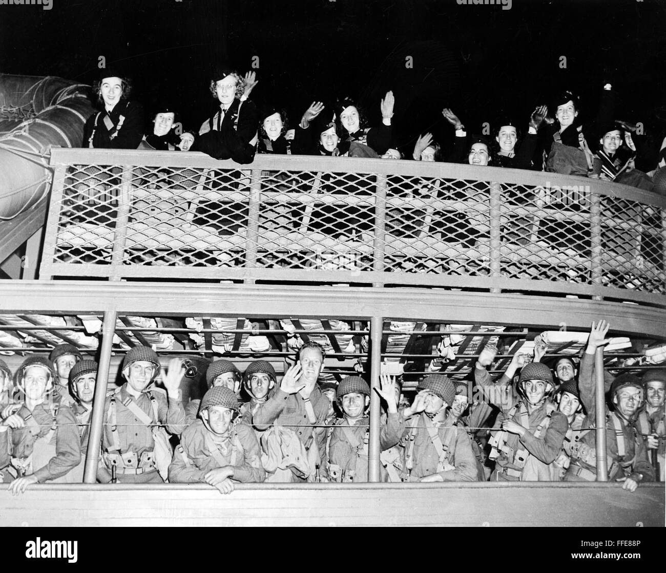 WORLD WAR II: U.S. ARMY. /nU.S. Army nurses and soldiers waving ...