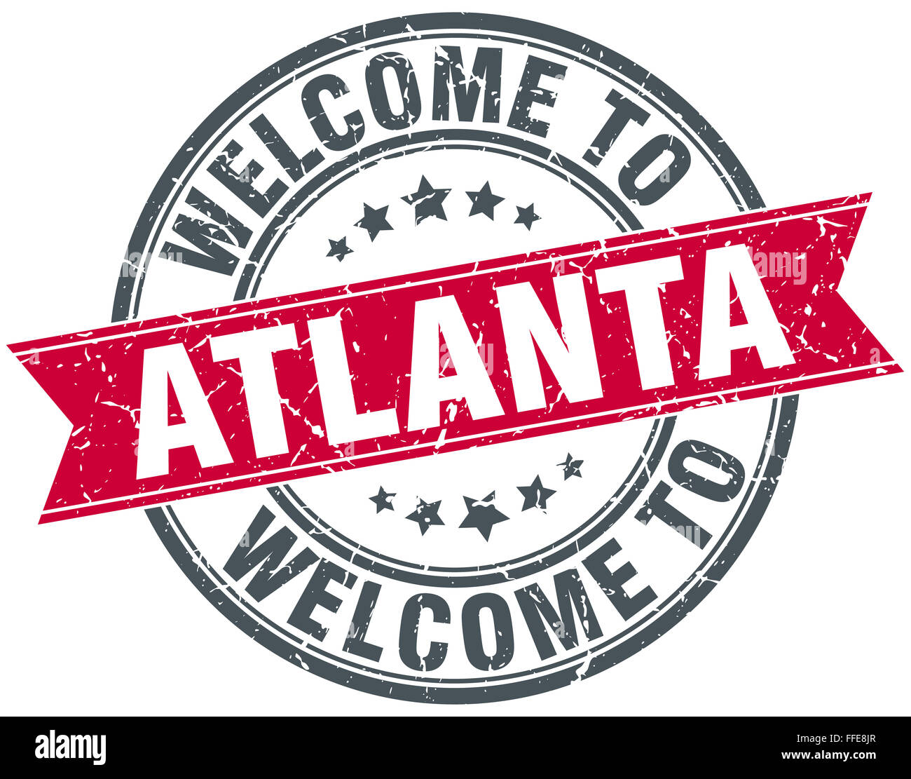 welcome to Atlanta red round vintage stamp Stock Photo - Alamy