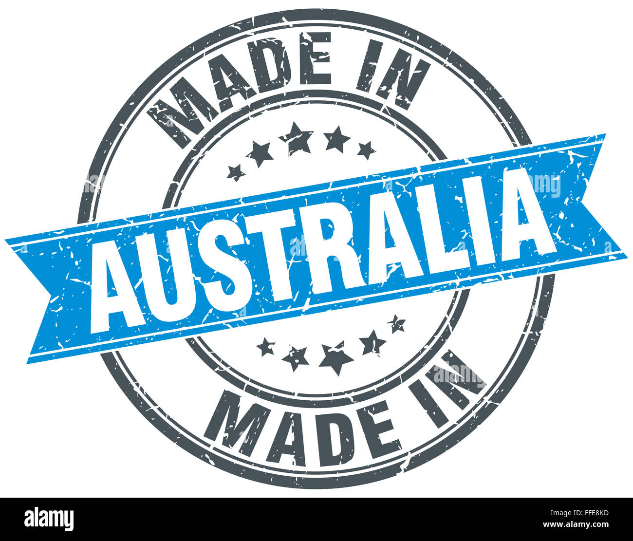 made in Australia blue round vintage stamp Stock Photo - Alamy