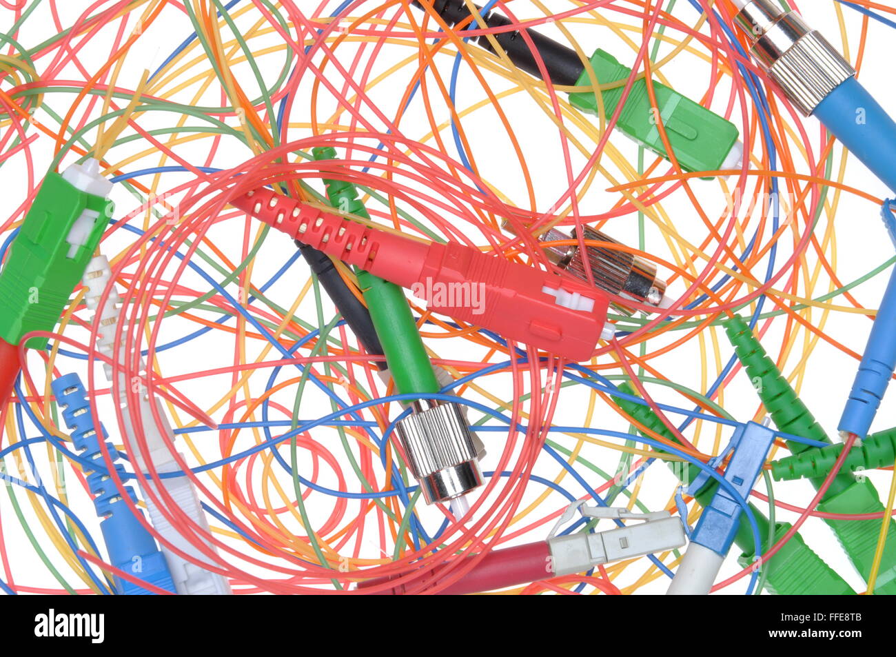 Fiber optic cables on white background Stock Photo - Alamy