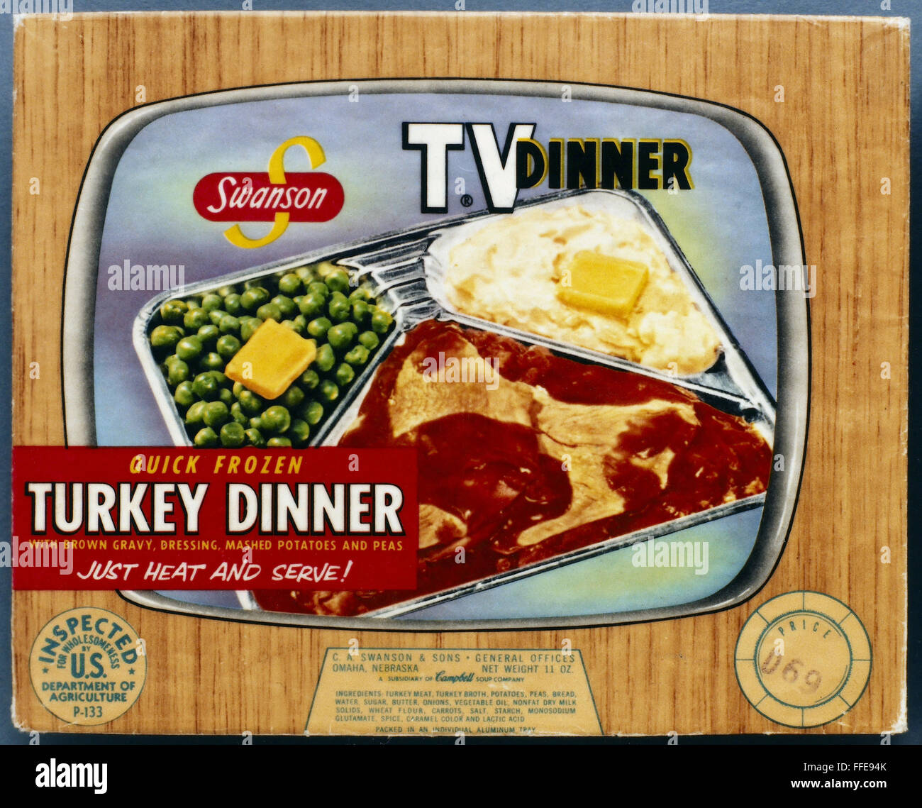 TV DINNER, 1954. /nPackaging for Swanson's turkey TV dinner, 1954 ...
