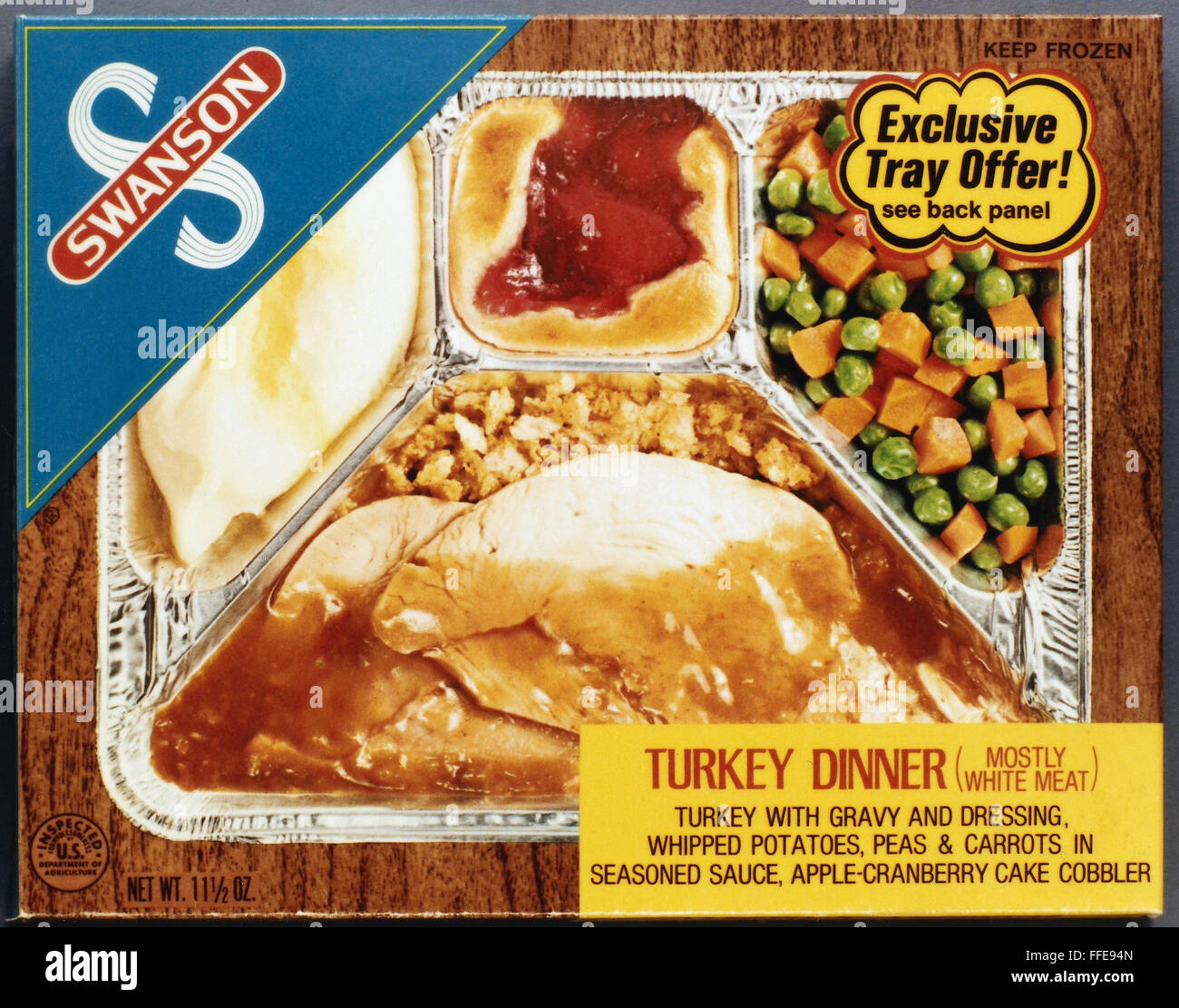 TV DINNER, 1977. /nPackaging for Swanson's turkey TV dinner, 1977 Stock ...