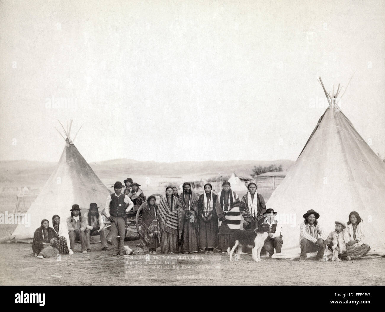 SIOUX ENCAMPMENT, 1890. /nGroup portrait of Miniconjou Sioux Native ...