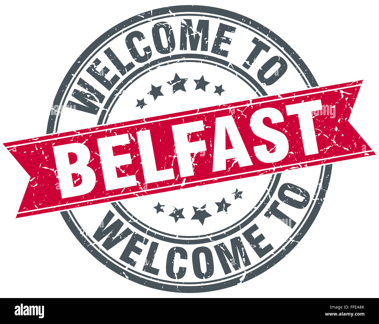welcome to Belfast red round vintage stamp Stock Photo - Alamy