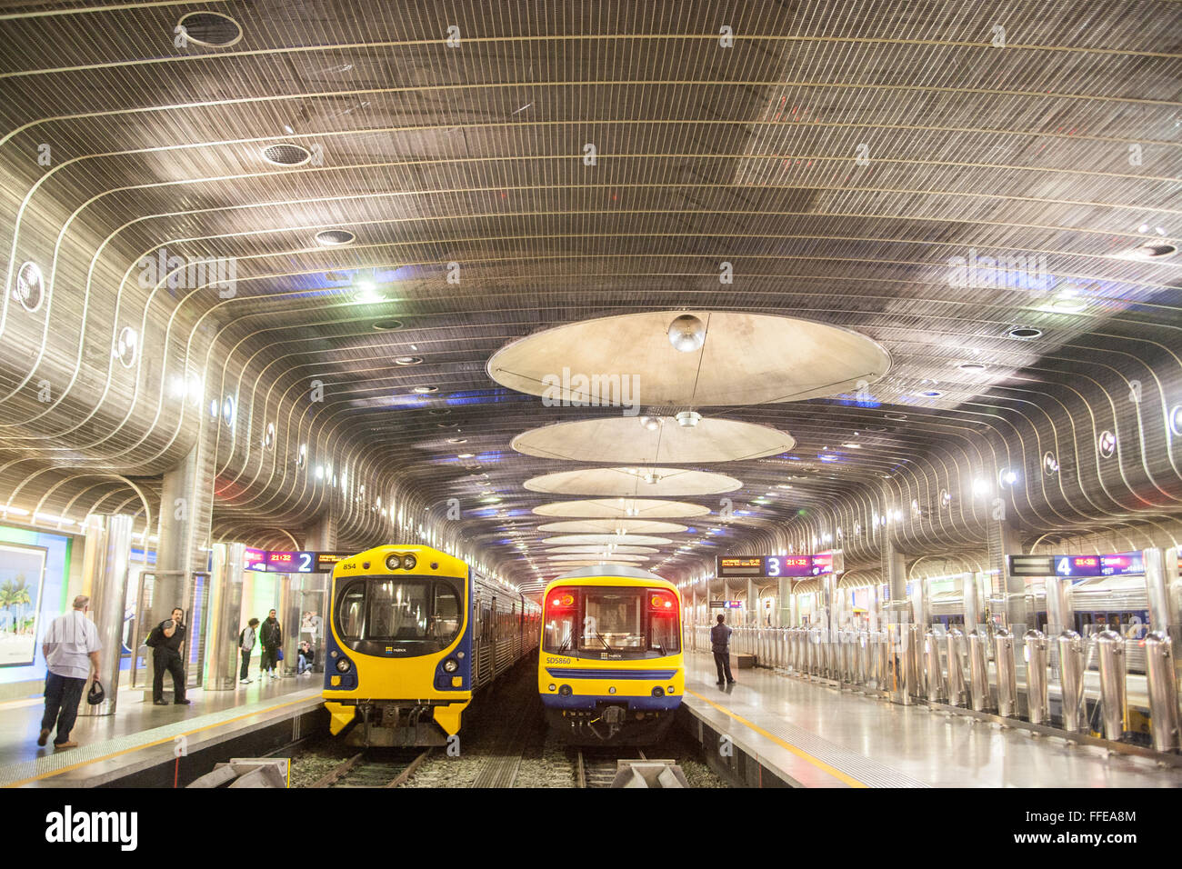 Glass and steel structure of Britomart train transport hub in Auckland ...