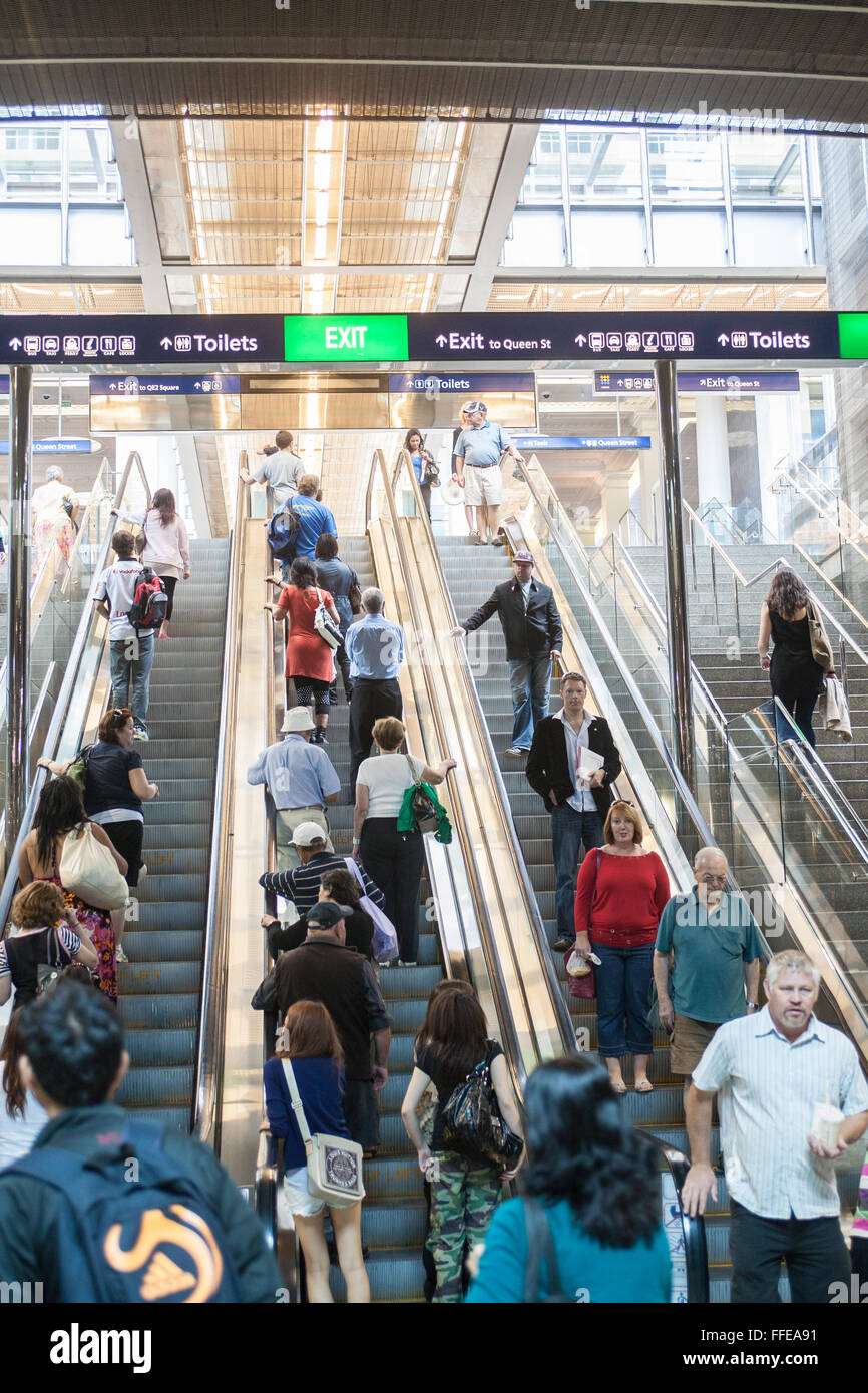 Commute,commuters,at,Glass and steel structure of Britomart train ...