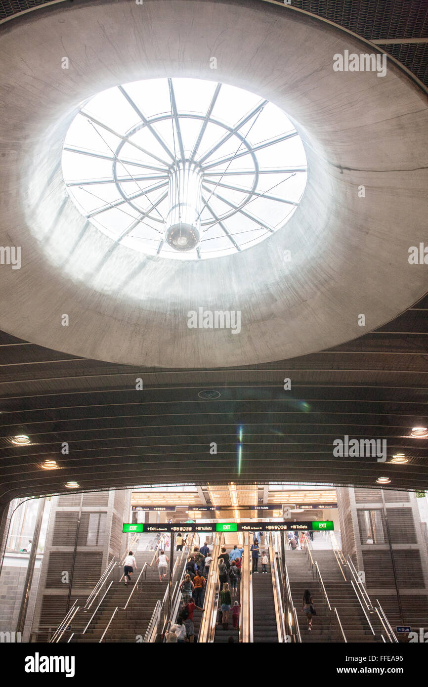 Glass and steel structure of Britomart train transport hub in Auckland ...