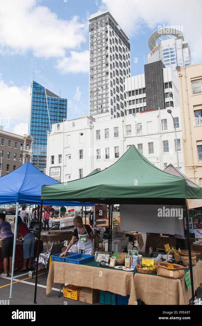 Farmers food market next to Britomart train station in centre of ...
