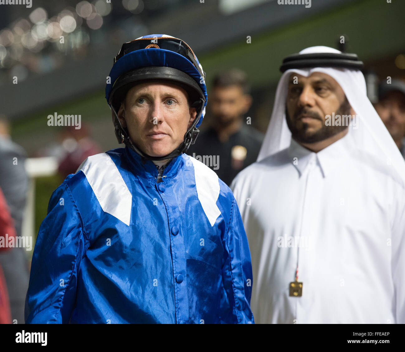 Dubai, UAE. 11th Feb, 2016. Jockey Paul Hanagan before the 1200m ...