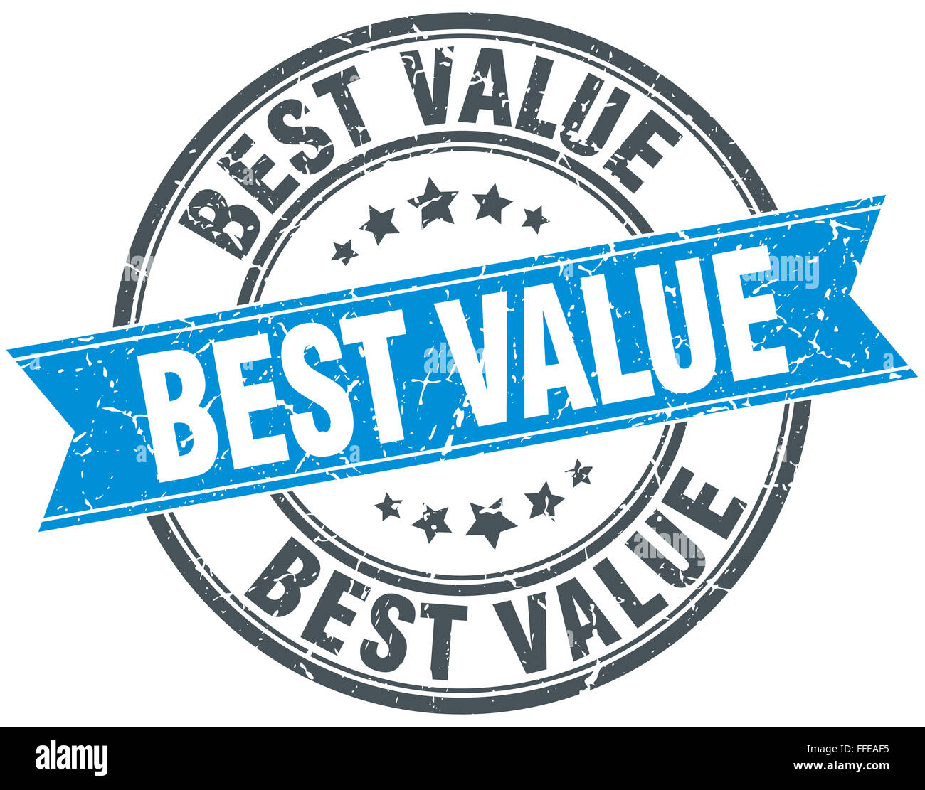 best value blue round grunge vintage ribbon stamp Stock Photo - Alamy