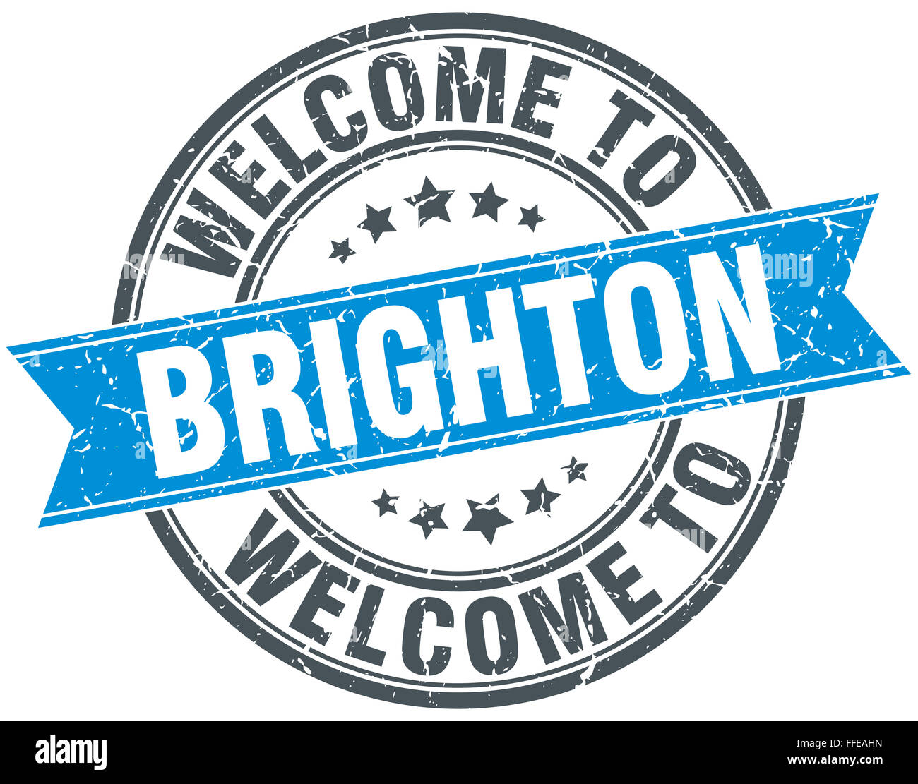 welcome to Brighton blue round vintage stamp Stock Photo - Alamy