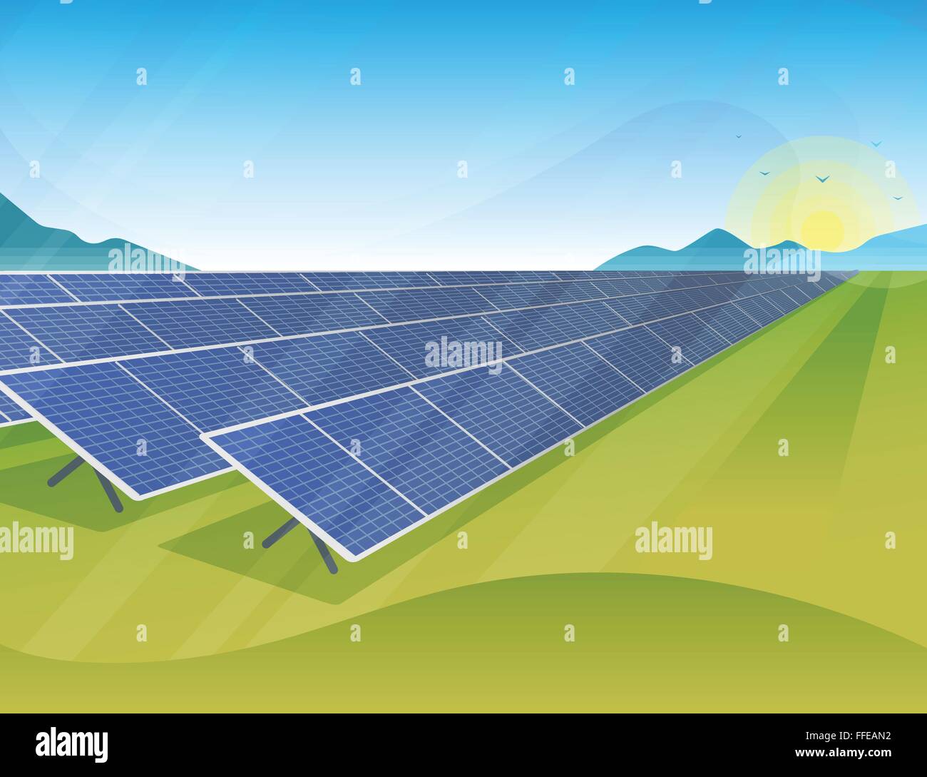 Solar panels sunrise Stock Vector Images - Alamy