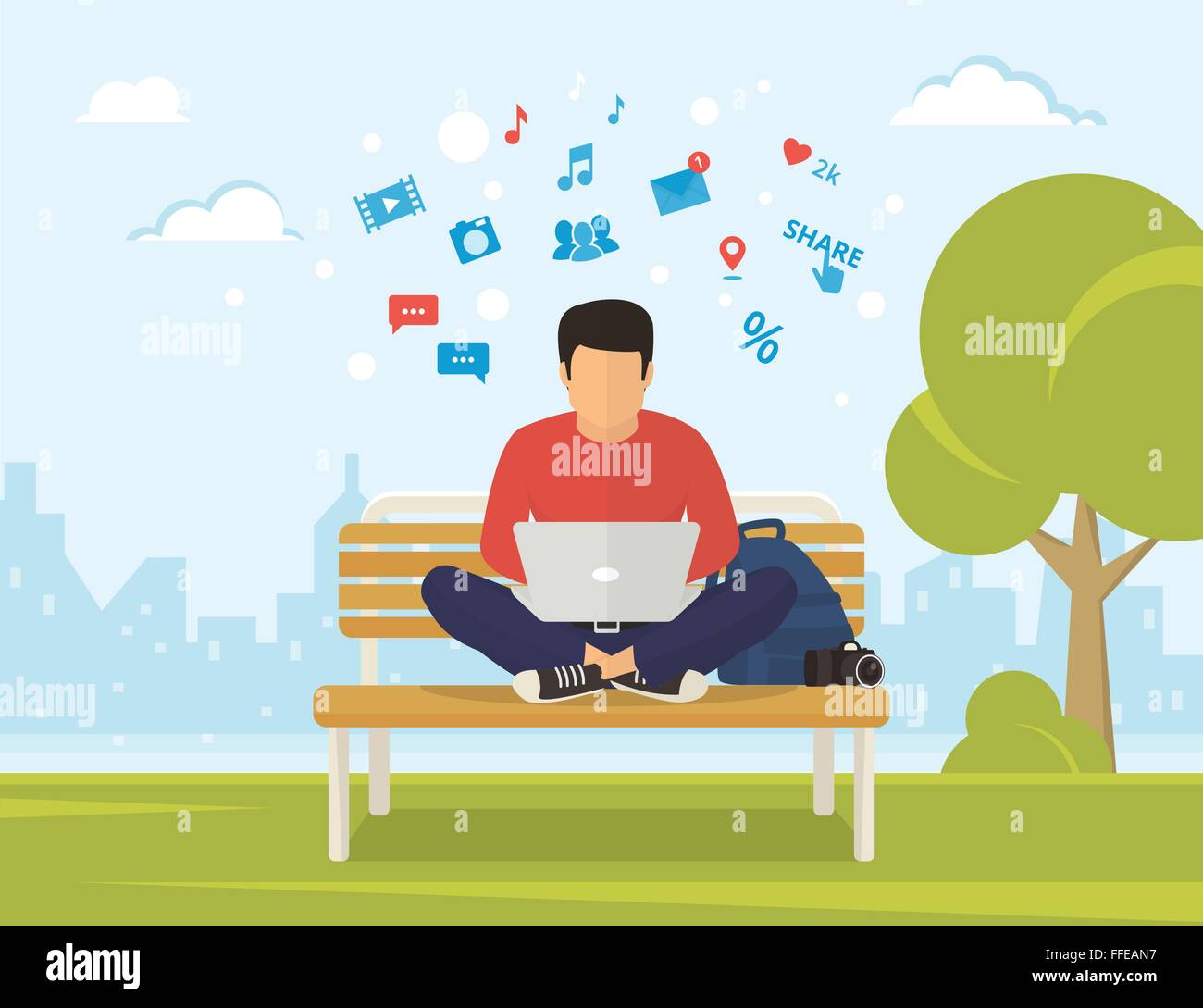 Man with laptop Stock Vector Image & Art - Alamy
