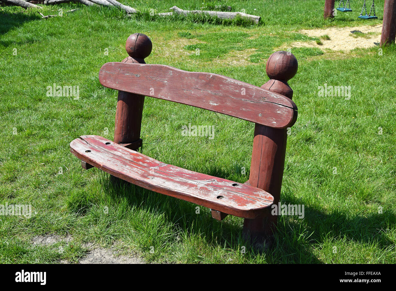 Wooden park bench Stock Photo - Alamy