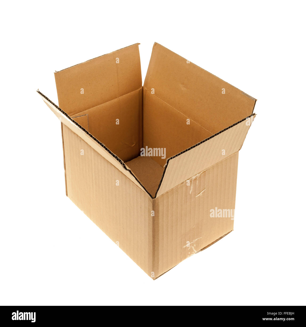 Open empty cardboard box isolated on white background Stock Photo - Alamy