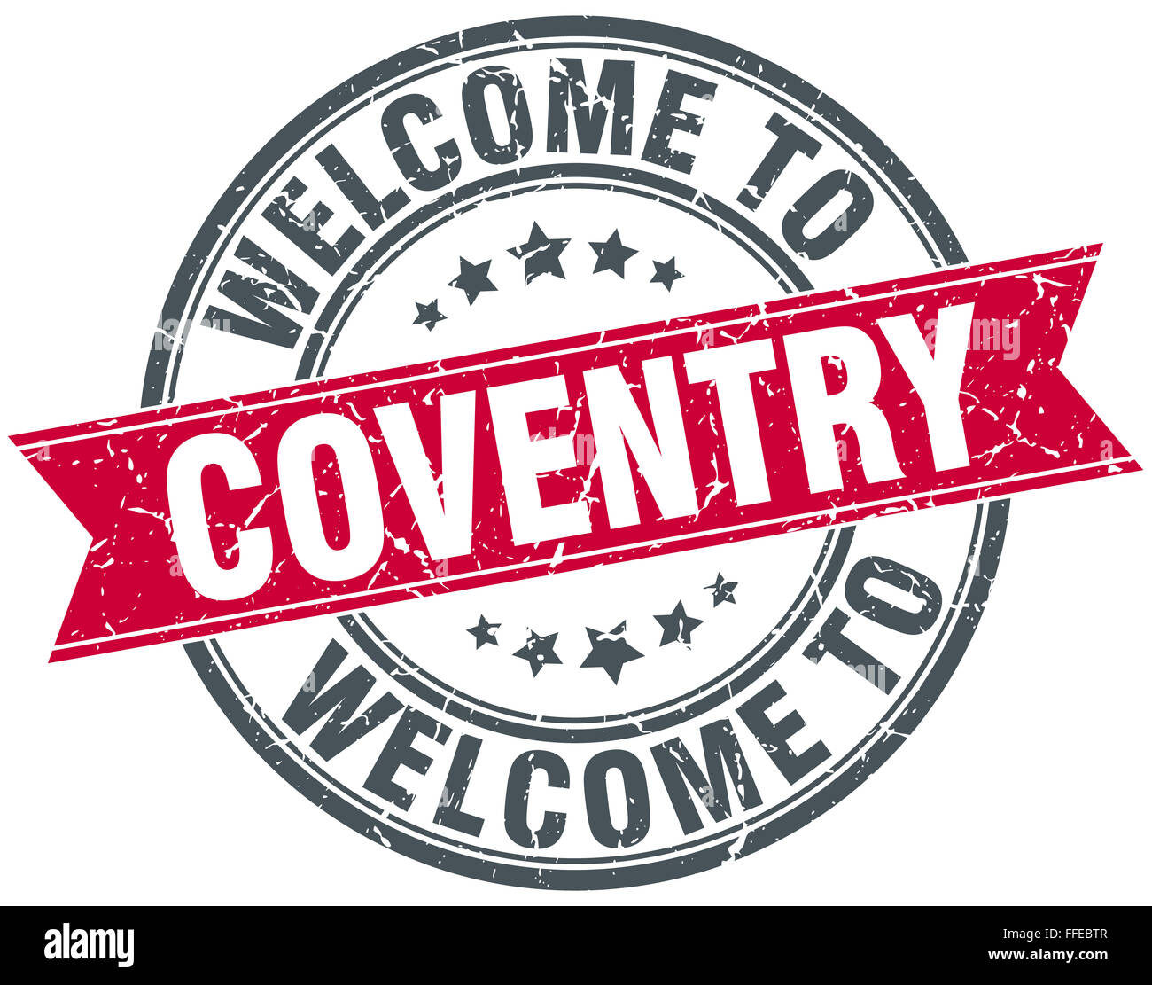 welcome to Coventry red round vintage stamp Stock Photo - Alamy