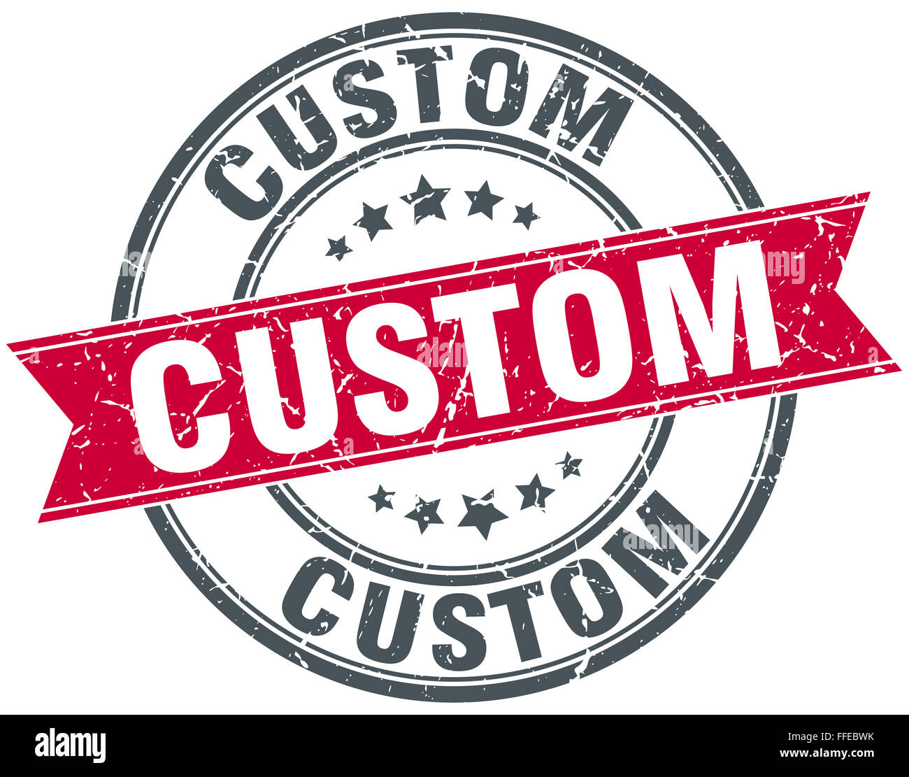 custom red round grunge vintage ribbon stamp Stock Photo - Alamy