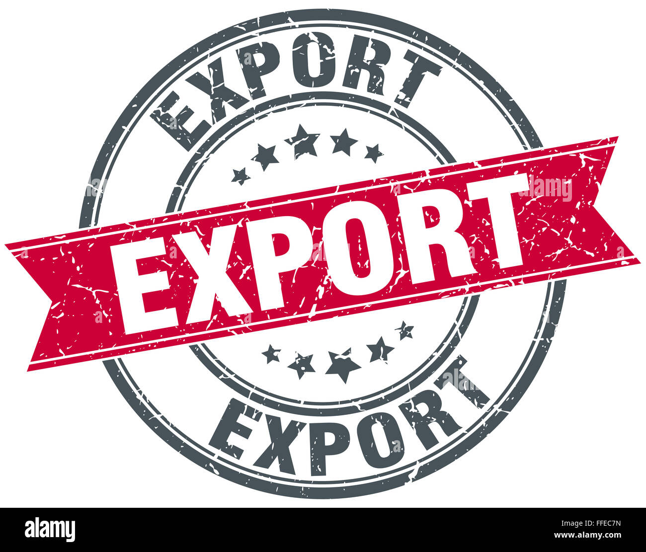 export red round grunge vintage ribbon stamp Stock Photo - Alamy