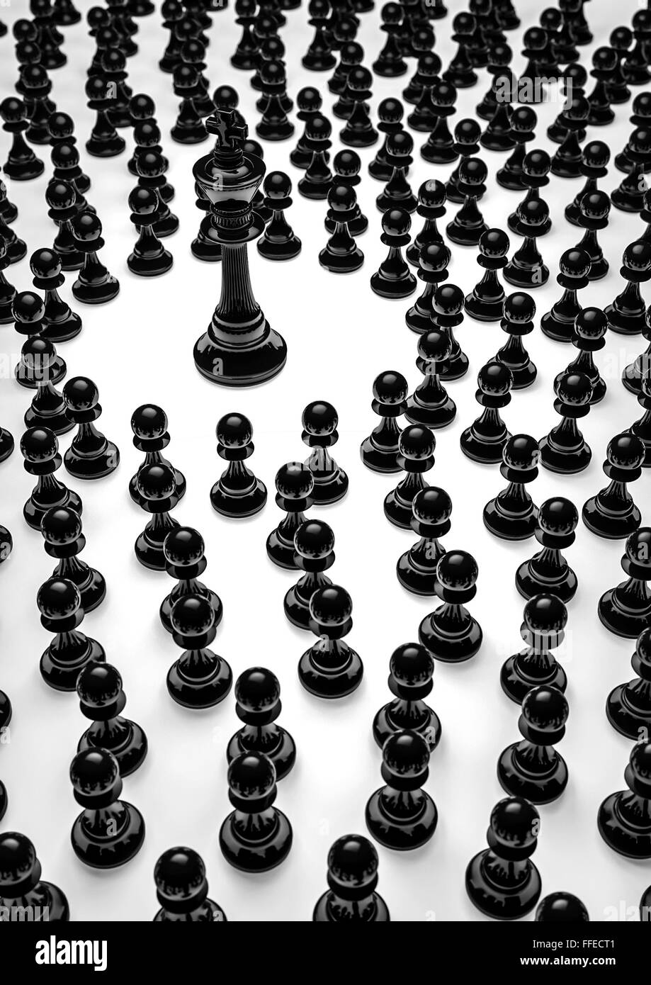 Chess king surrounded / 3D render of chess pieces Stock Photo - Alamy
