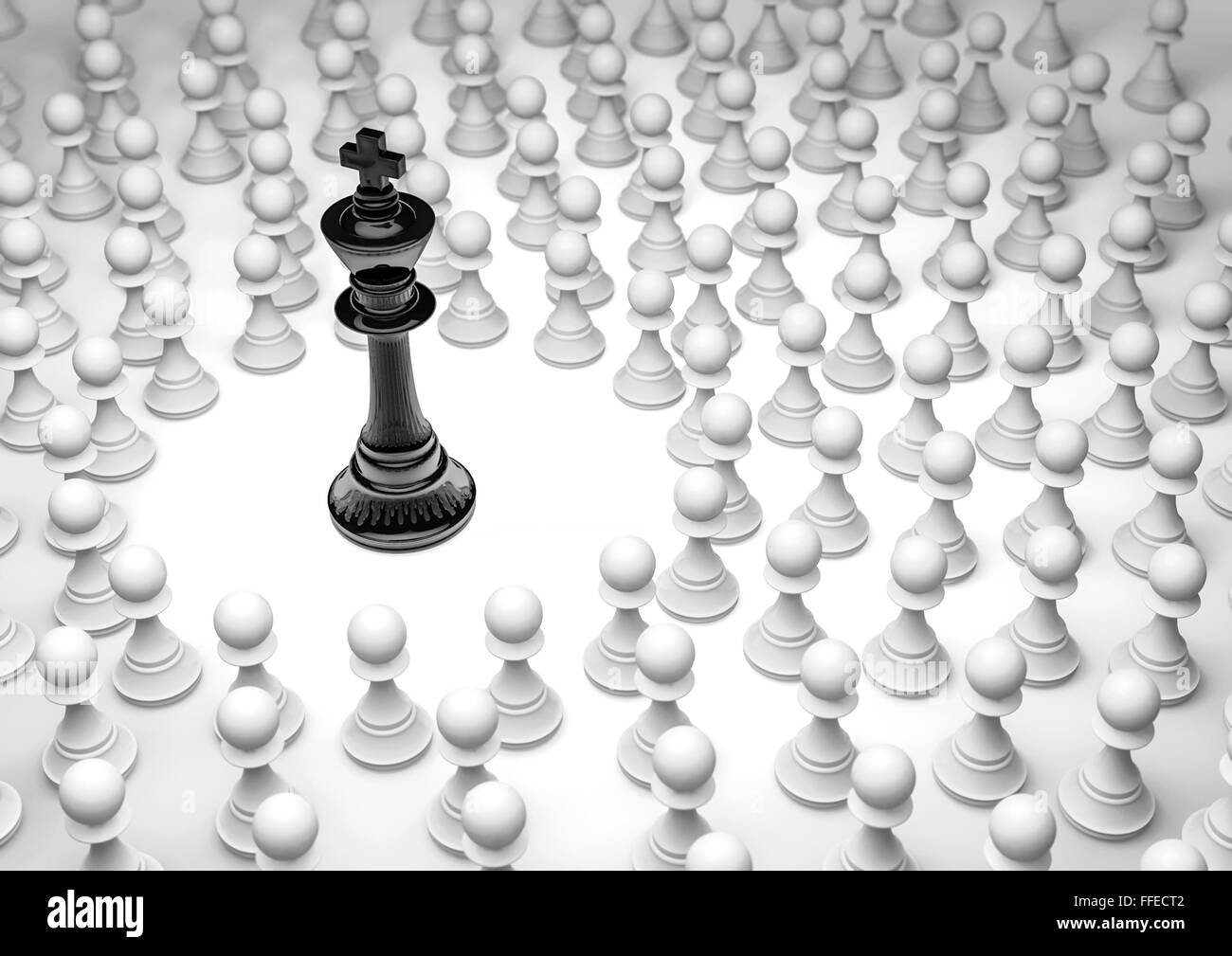 Chess king surrounded / 3D render of chess pieces Stock Photo - Alamy