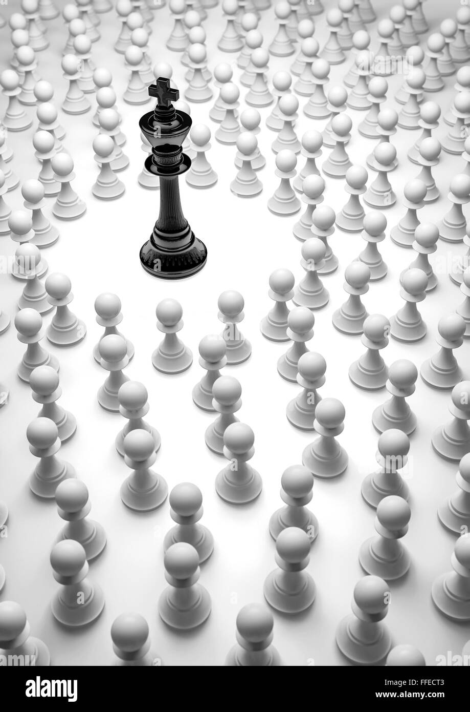 Chess king surrounded / 3D render of chess pieces Stock Photo - Alamy