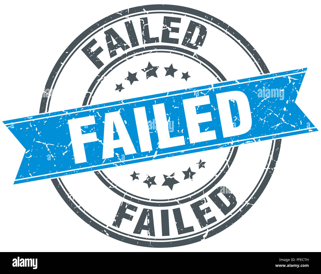 failed blue round grunge vintage ribbon stamp Stock Photo - Alamy